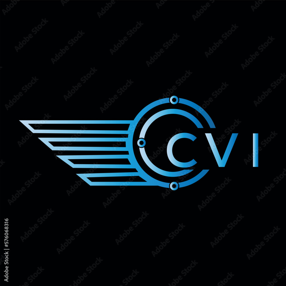 CVI logo, letter logo. CVI blue image on black background. CVI ...