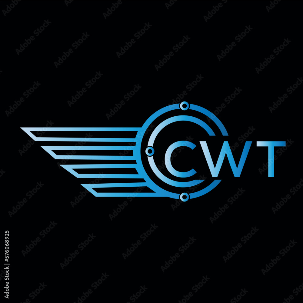 CWT logo, letter logo. CWT blue image on black background. CWT ...