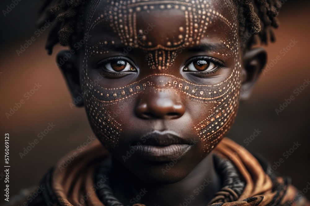 Tribal Heritage. Portrait of Native African person from a tribe ...