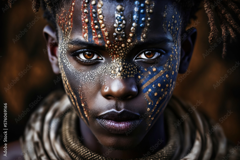 Tribal Heritage. Portrait of Native African person from a tribe ...