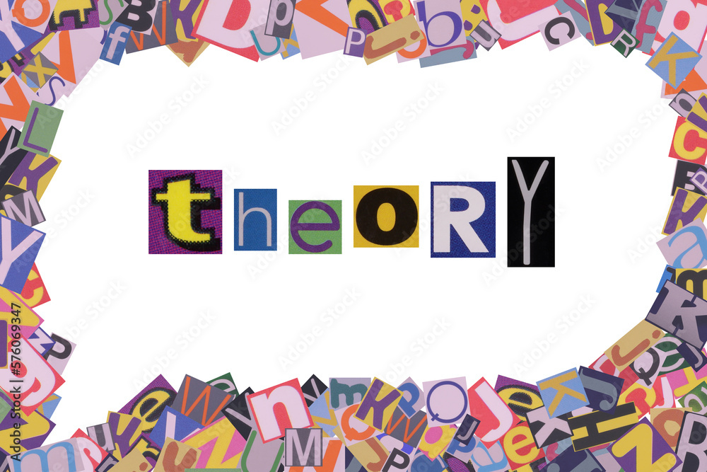 Word Theory from cut newspaper letters into a speech bubble from ...