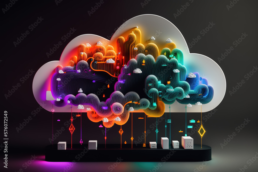 Cyber security, AI Mind, Network Management, Modern Data Center, Cloud Networking, AI Generated ...