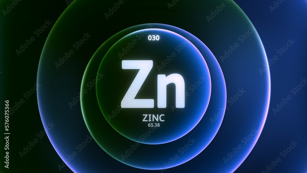 Zinc as Element 30 of the Periodic Table. Concept illustration on ...