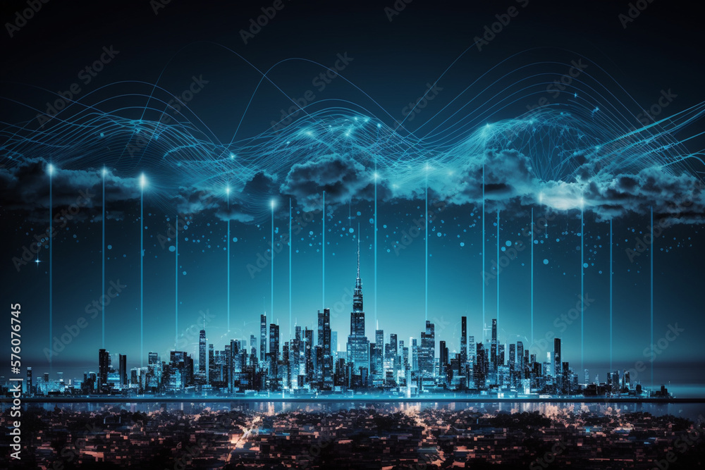 Futuristic neon city. Created with generative Ai technology. Stock ...