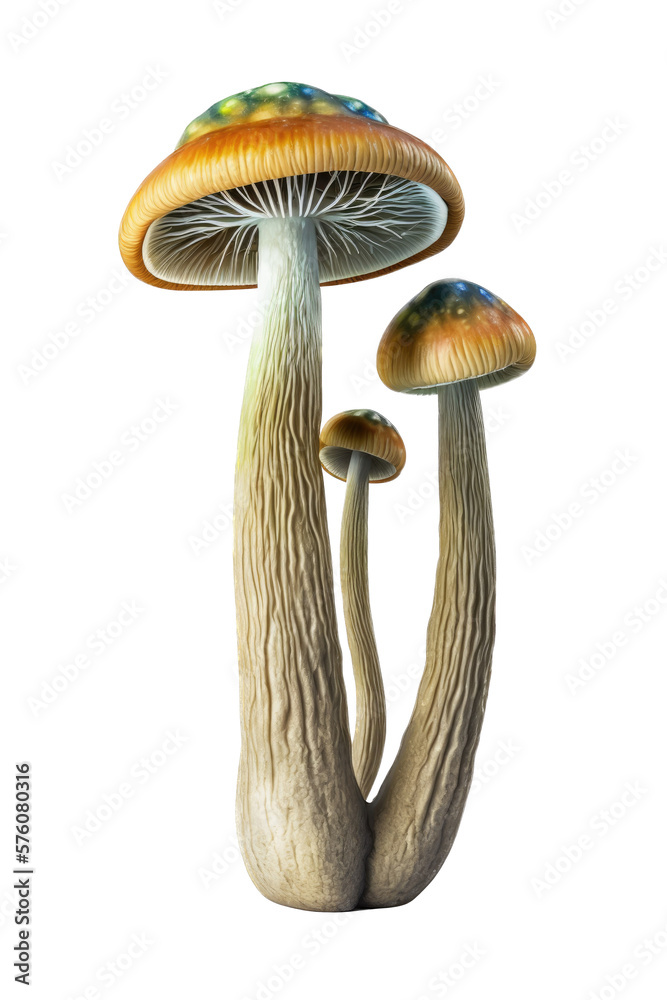 Isolated psychedelic mushroom, vertical, transparent background ...