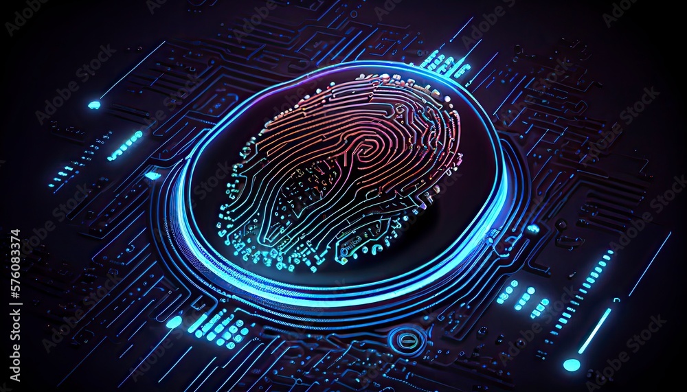 A biometric scan of a fingerprint on a PCB, Generative Ai Stock ...