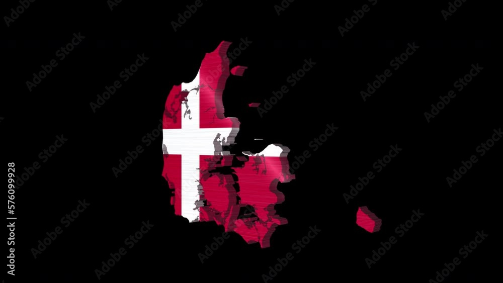 3D animation of Denmark map rotating, isolated by alpha channel ...