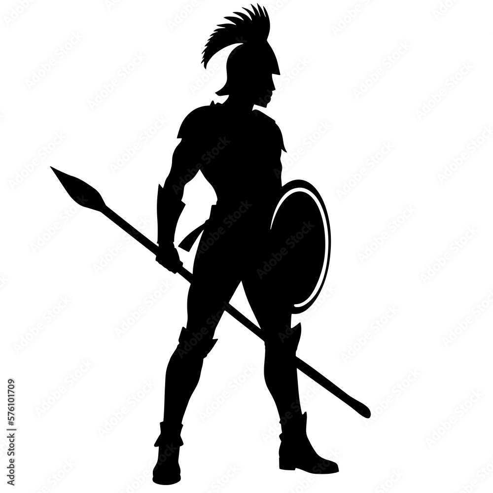 Ilustracja Stock: Illustration of a Spartan warrior in striking black ...