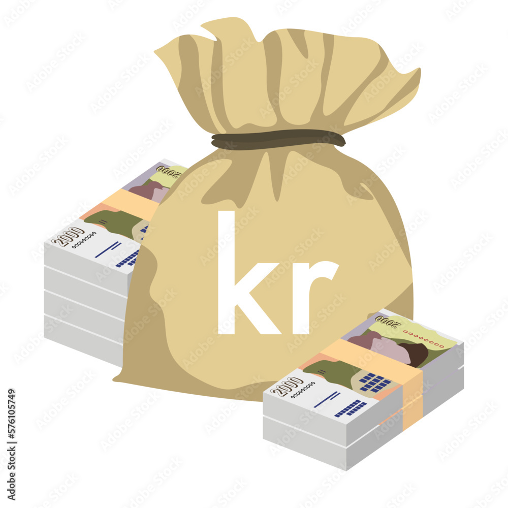 Iceland Krona Vector Illustration. Icelandic money set bundle banknotes ...
