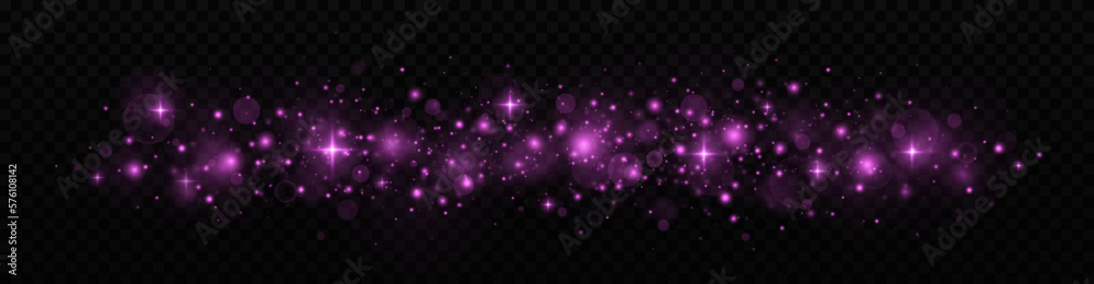 Pink sparks and glitter special light effect. Shining bokeh is isolated ...