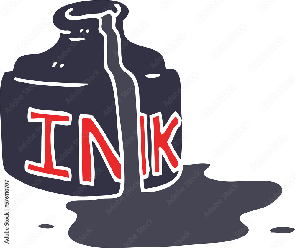 cartoon doodle spilled ink bottle Stock Illustration | Adobe Stock
