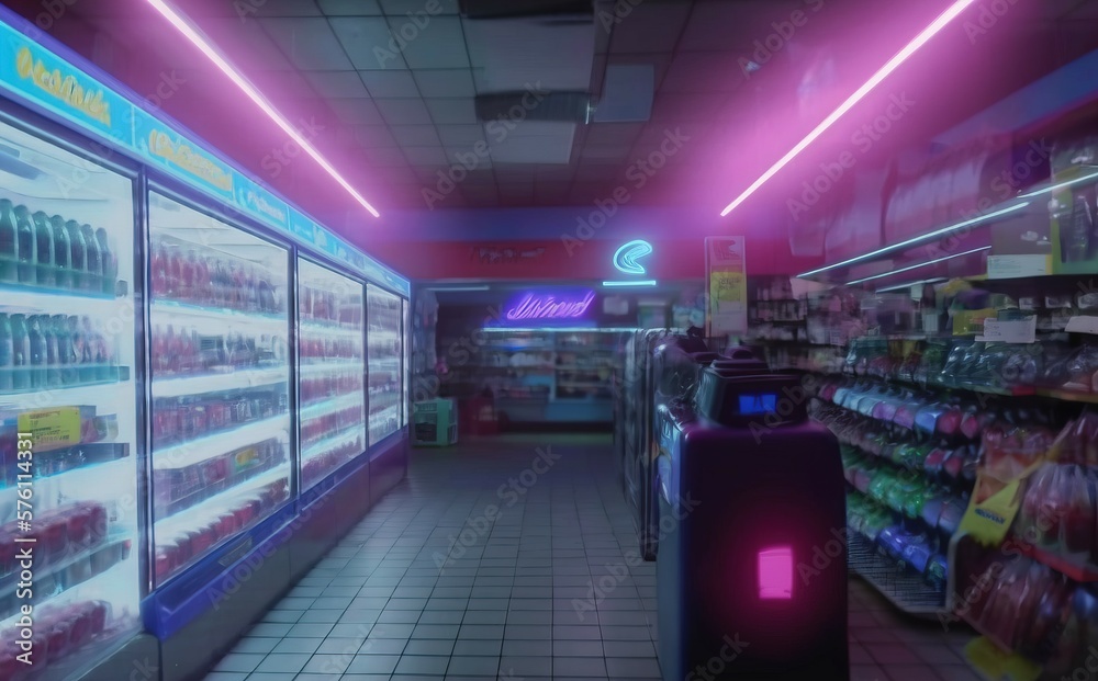 Convenience Store lo-fi retro 80s and 90s background. Psychic Waves ...
