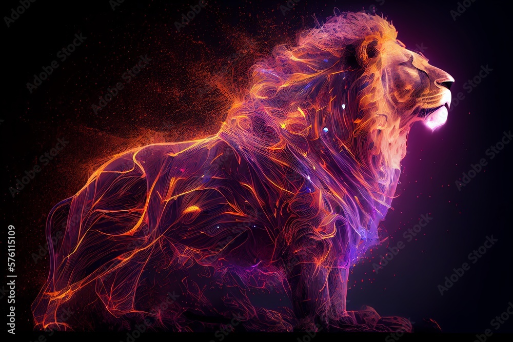 Abstract Neon Light Lion, Artwork Design, Digital Art, Wallpaper ...