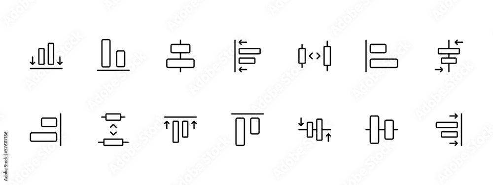 Alignment icon. design align icon set. Vector illustration. Editable ...