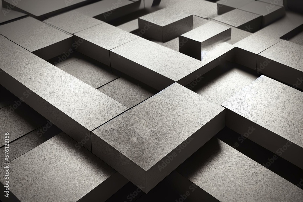 Steel beams stack on project blueprints background. 3d illustration ...