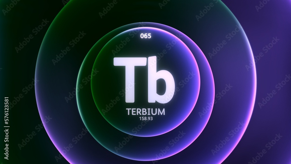 Terbium as Element 65 of the Periodic Table. Concept illustration on ...