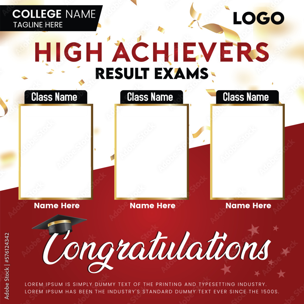 congratulations high achiever students social media post template Stock ...