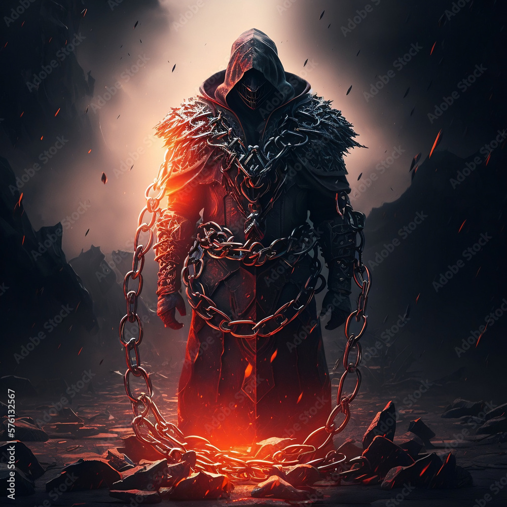 Full body shot, Molten Spawn, chains, red cape, Darksouls 3, Under a ...