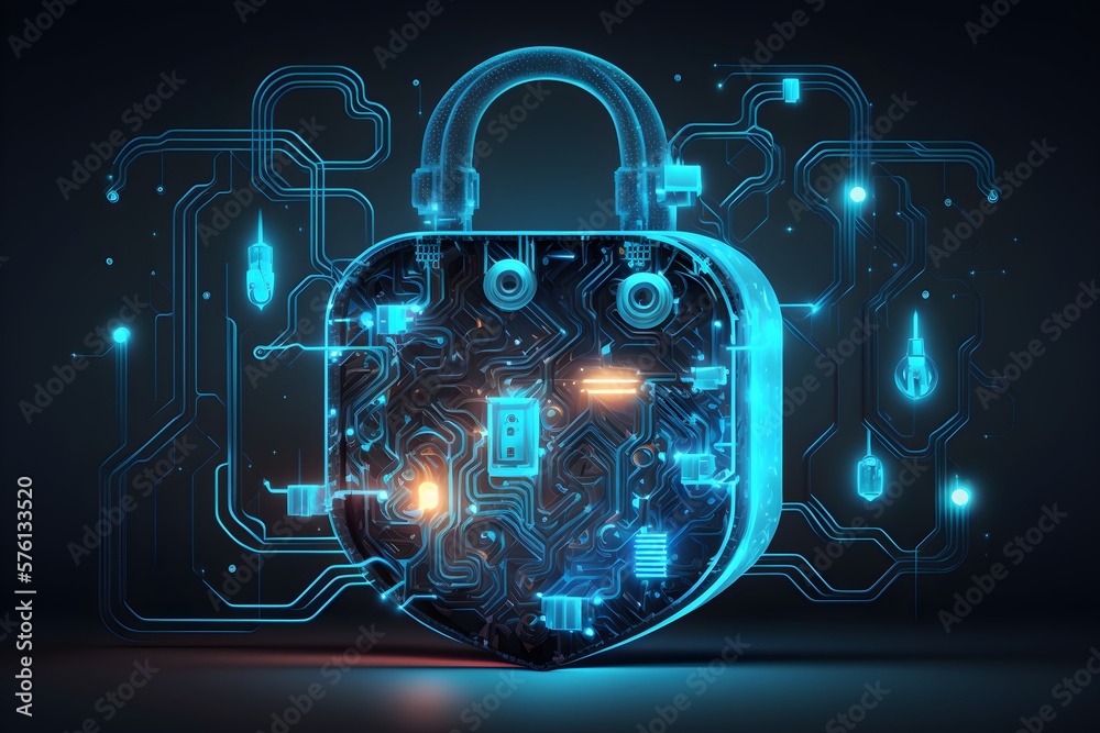 Wallpaper Illustration and background of cyber security data protection shield, with key lock ...