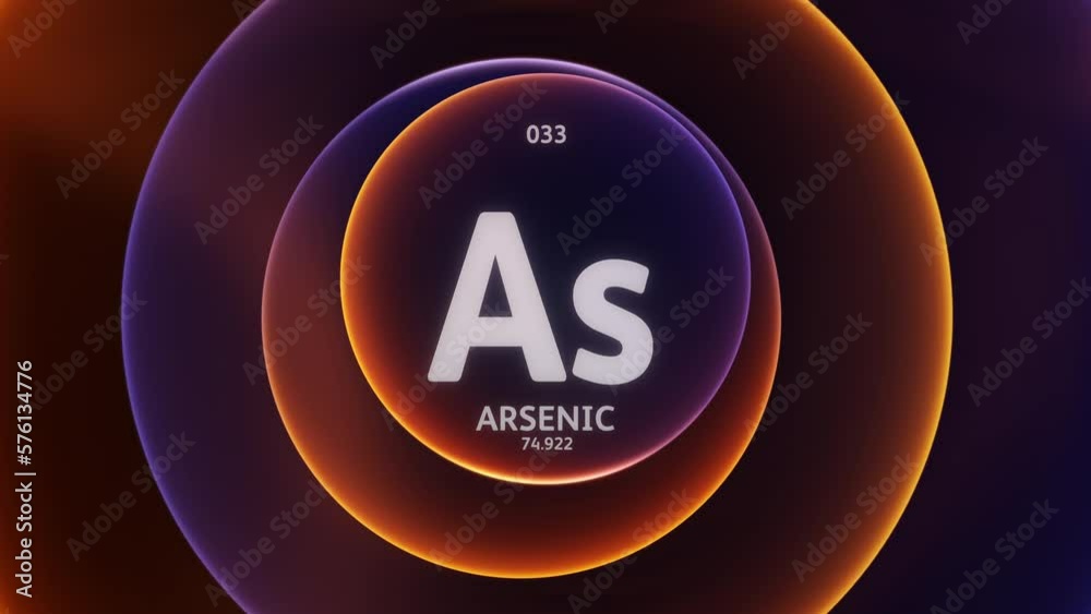 Arsenic as Element 33 of the Periodic Table. Concept animation on ...