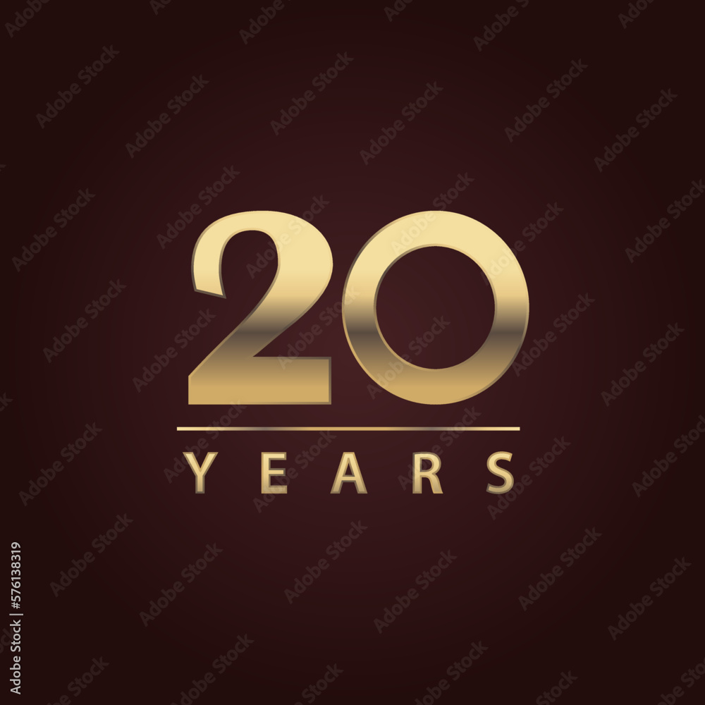 golden 20 years logo for celebrations with dark background. 20 years ...