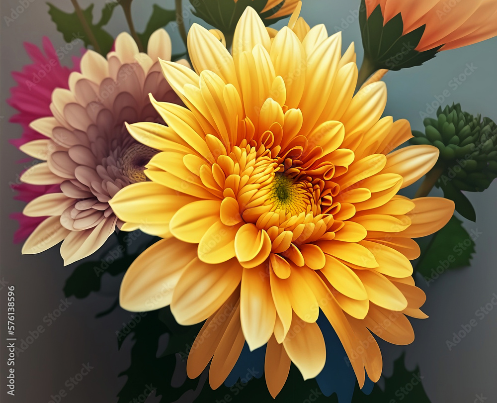 Realistic flowers illustration wallpaper design created with Generative ...