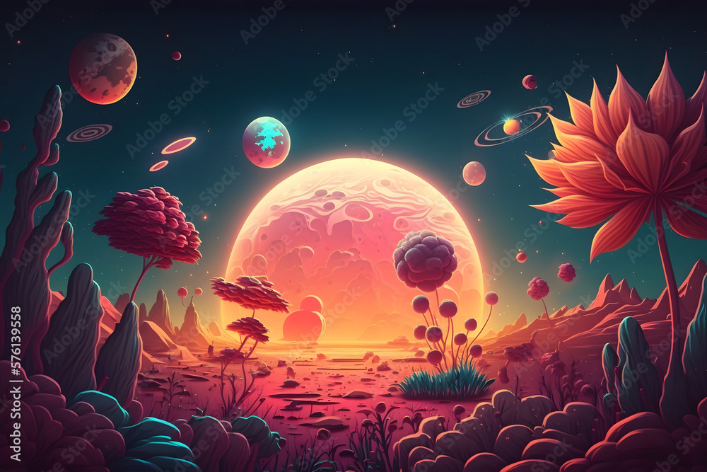 Cartoon cosmos background, universe. Made with Generative AI Stock ...