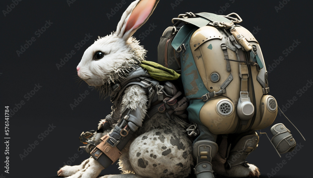 cartoon mechanical robotic rabbit. Toy androids with artificial ...