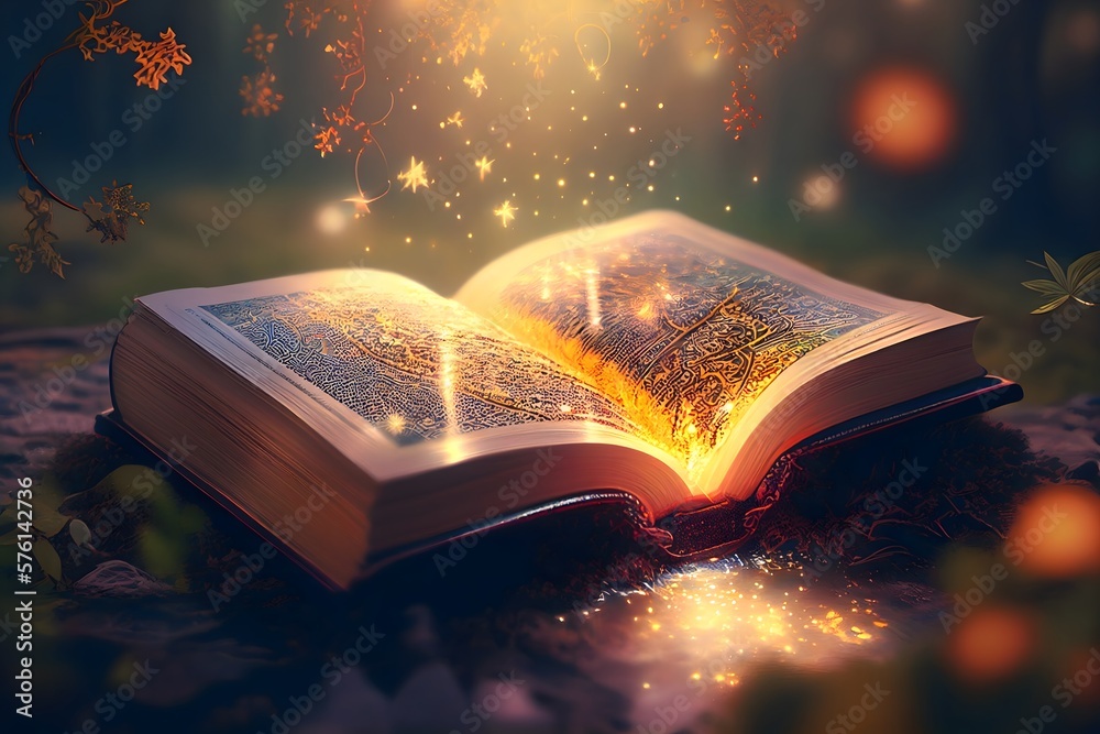 holy quran spreading light in the nature light rays, Ai Generative ...
