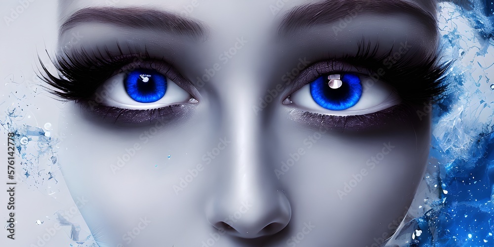 Drawing of human eyes with extremely long eyelashes Photorealistic ...