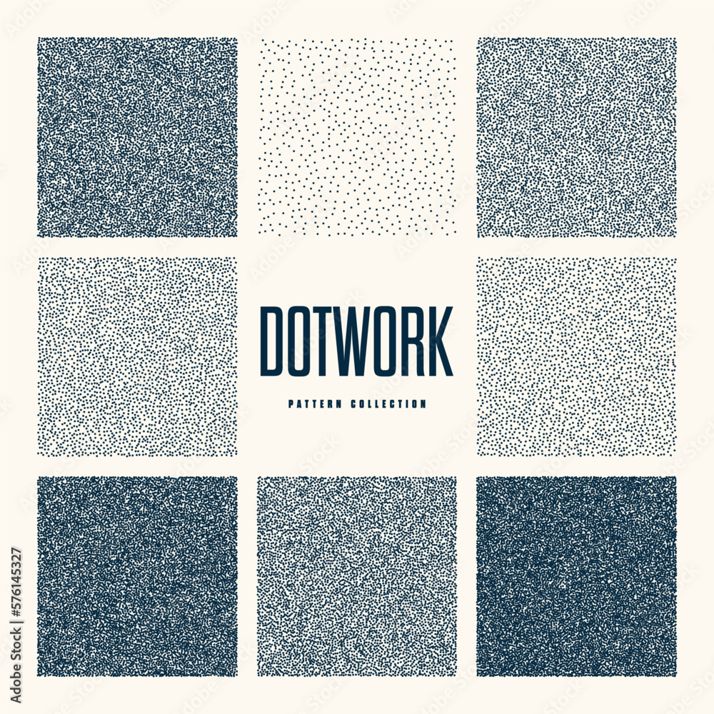 Square shaped dotted objects, vintage stipple elements. Stippling ...