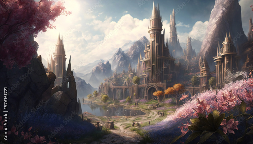 Asgard world of the gods - home of the Aesir - Flower landscape ...