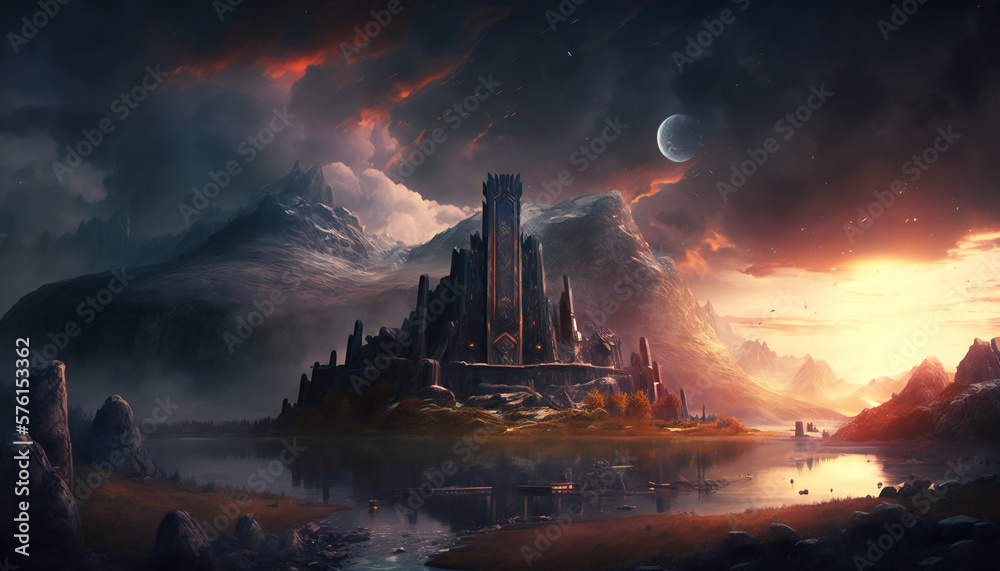 Asgard world of the gods - home of the Aesir - Sky landscape - German ...