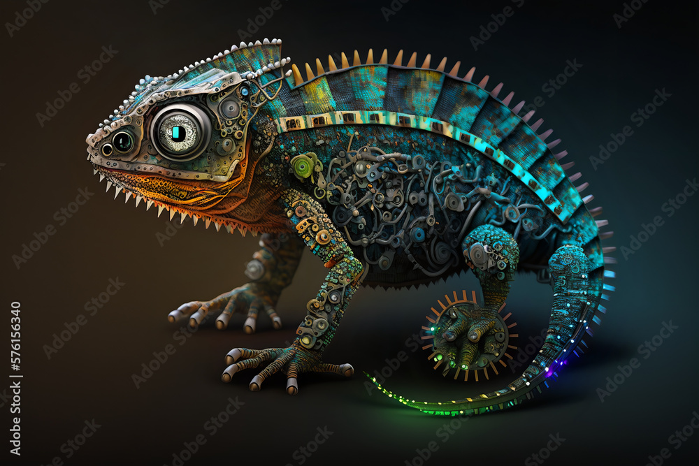 A digital creature with a chameleon-like ability to change colors and ...