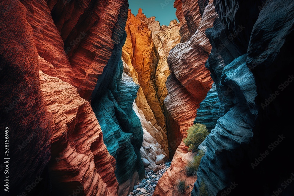 Canyon with rainbow texture, photographed vertically Generative AI ...