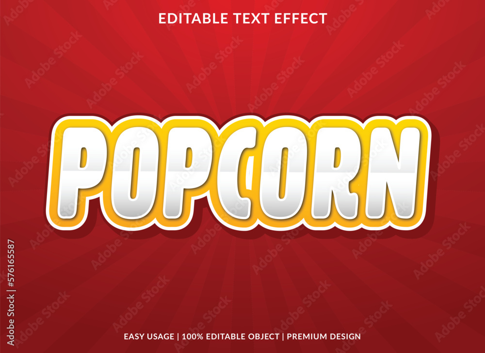 popcorn text effect template with abstract background, editable ...