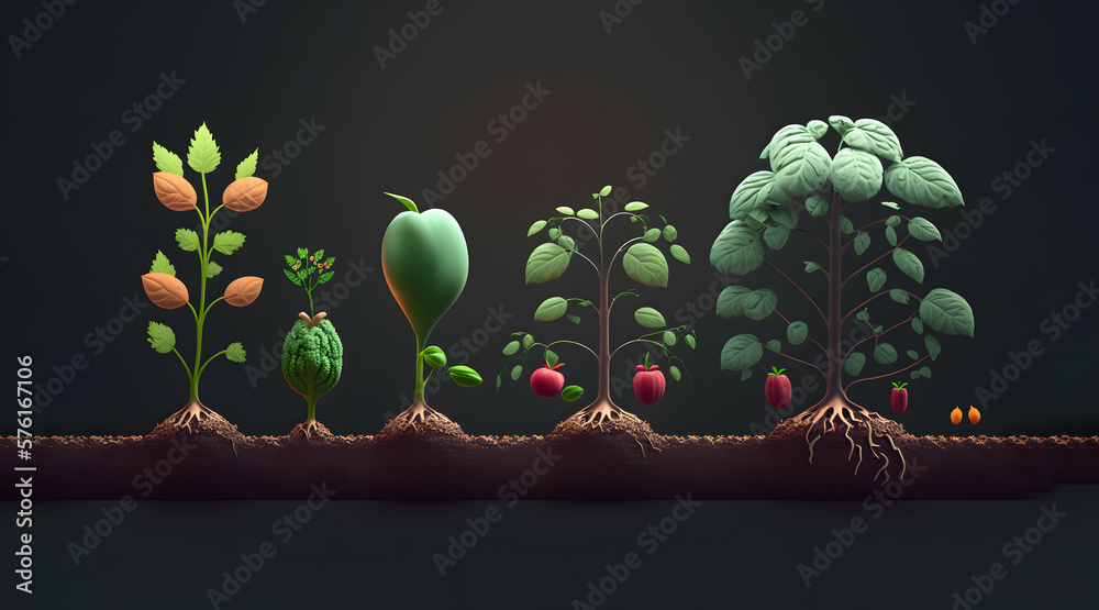 The life cycle of apple tree. Stages of growth from seed and sprout to ...