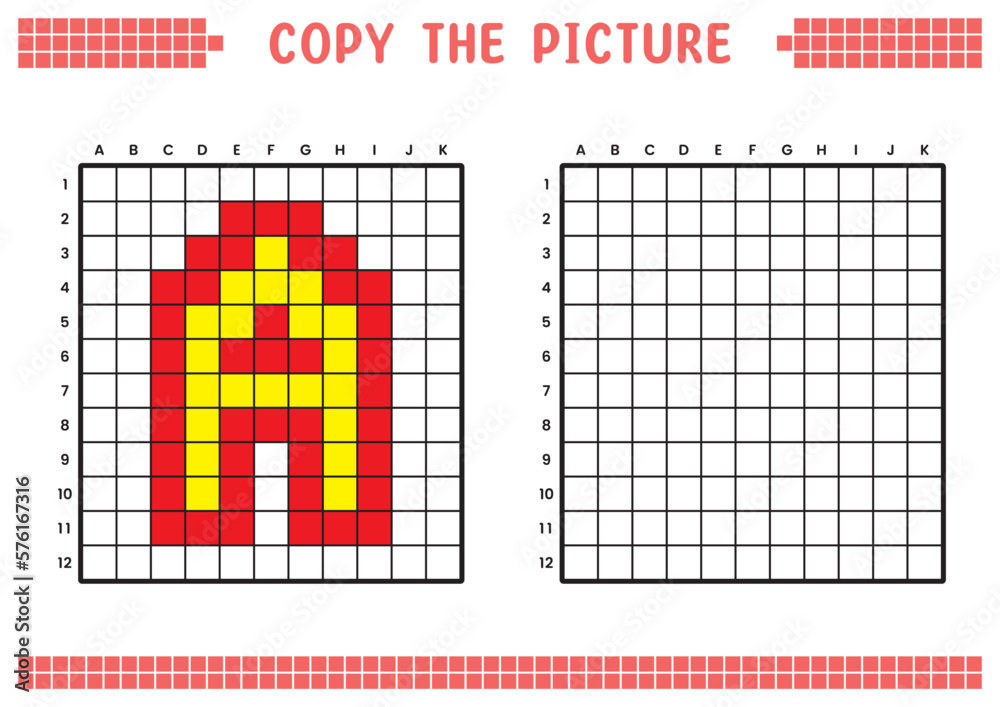 Copy the picture, complete the grid image. Educational worksheets ...