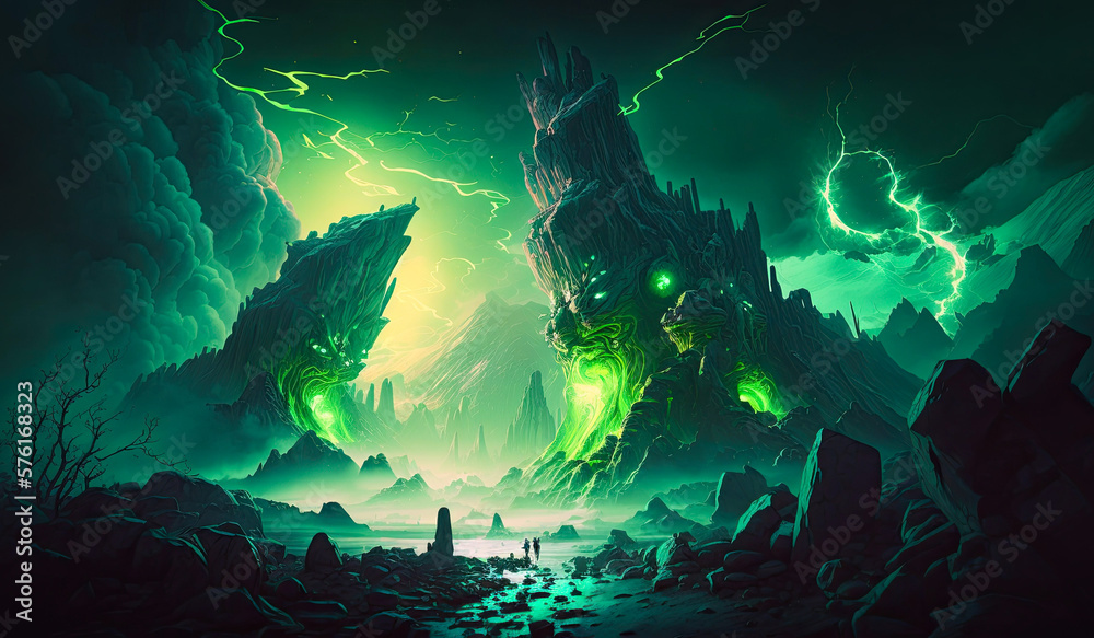 digital painting of a giant monster in the middle of a forest, concept ...