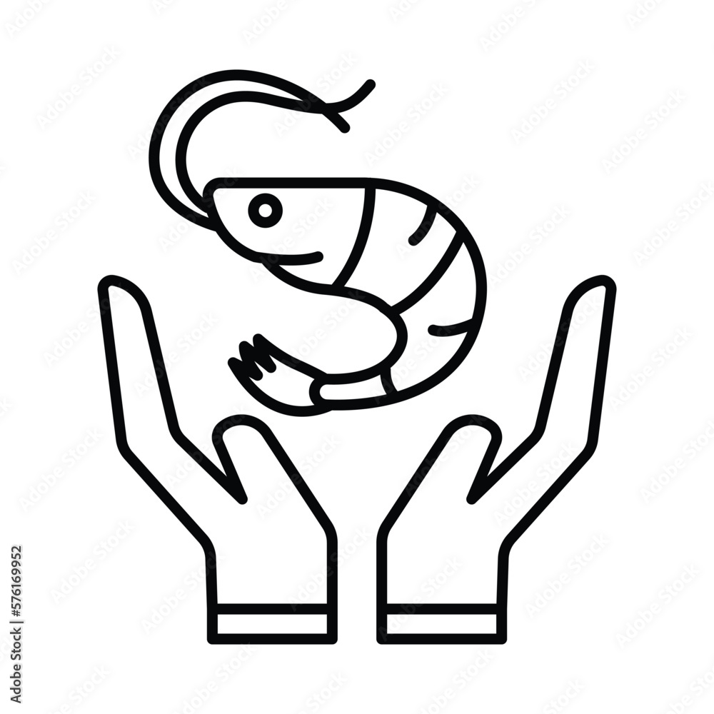 Safe shrimp icon illustration. hand icon with shrimp. icon related to ...