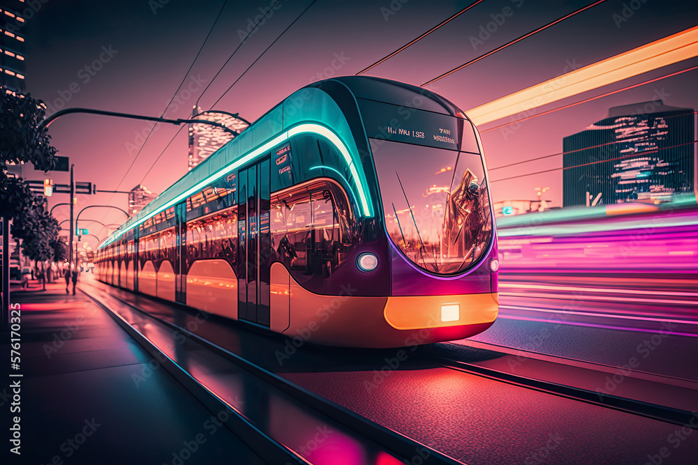Electric metro subway passenger in modern futuristic city , Railway ...