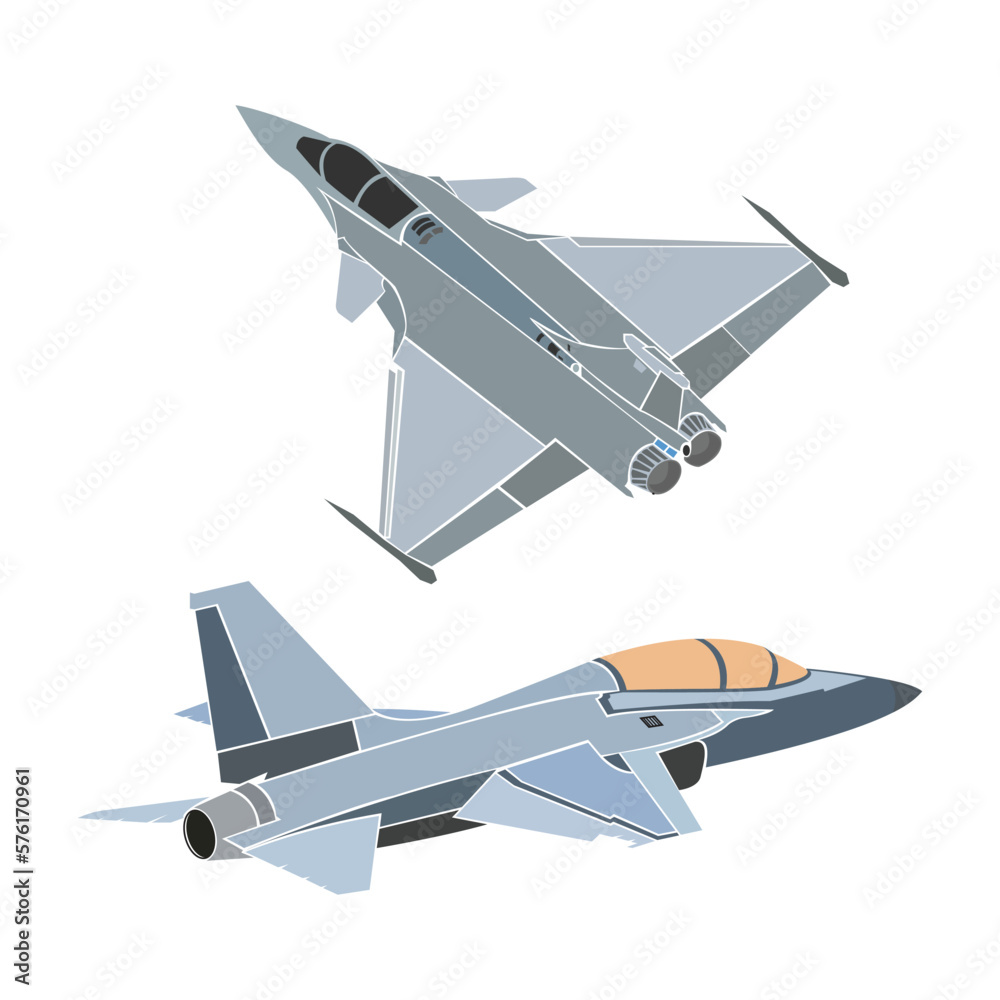 Vector illustraton sets of jet fighter, war plane attack military ...