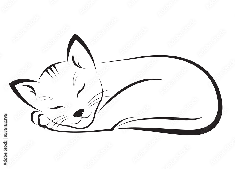 Sleeping cat design isolated on transparent background. Pet. Animals ...