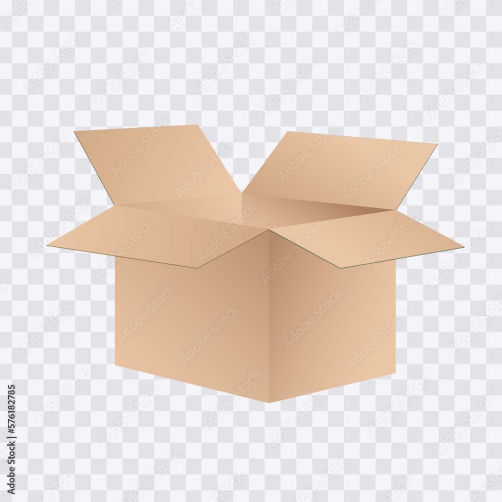 real carton box illustration. with a transparent background, for ...