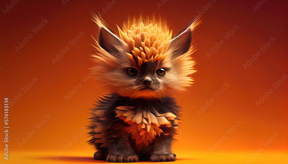 Cartoon of a mini cat with spiky hair. Generative ai ilustración de ...