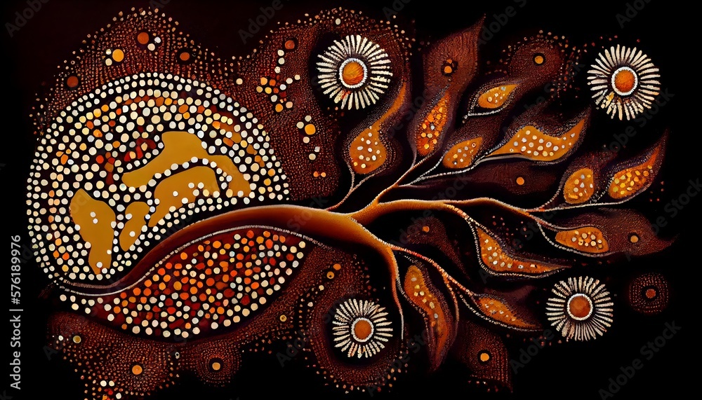 Australian art in aboriginal style, Generative AI Stock Illustration ...