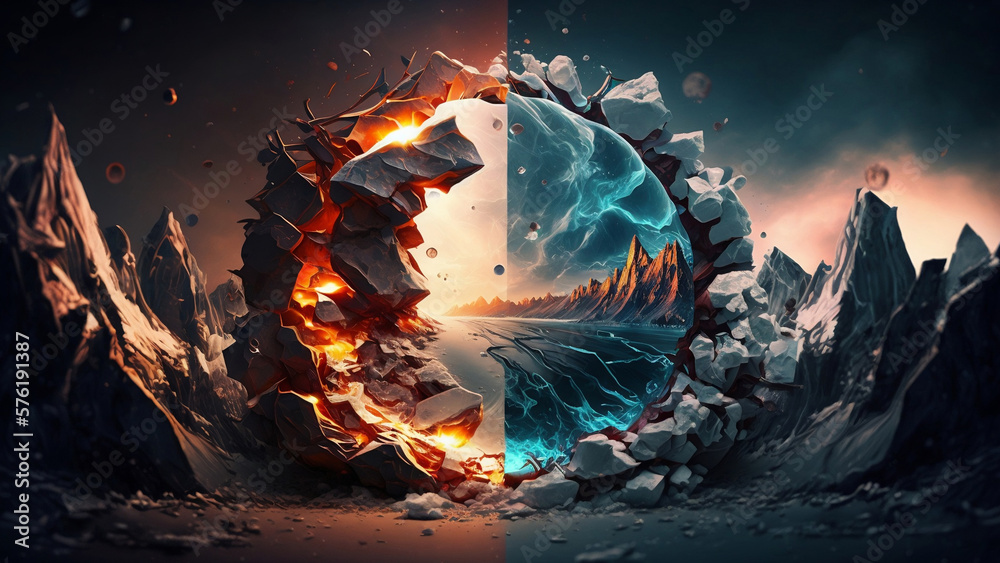 fire and ice desktop background wallpaper 4K Stock Illustration | Adobe Stock