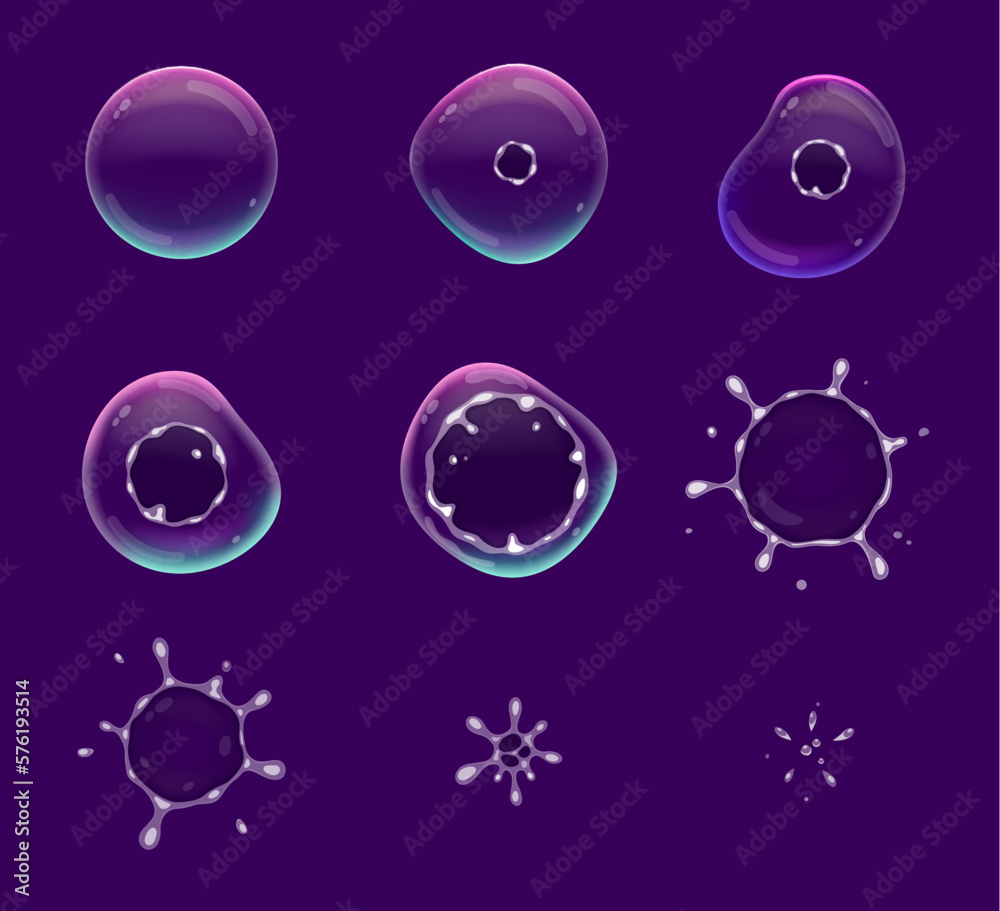 Animated bubble burst, game sprite animation Stock Vector | Adobe Stock