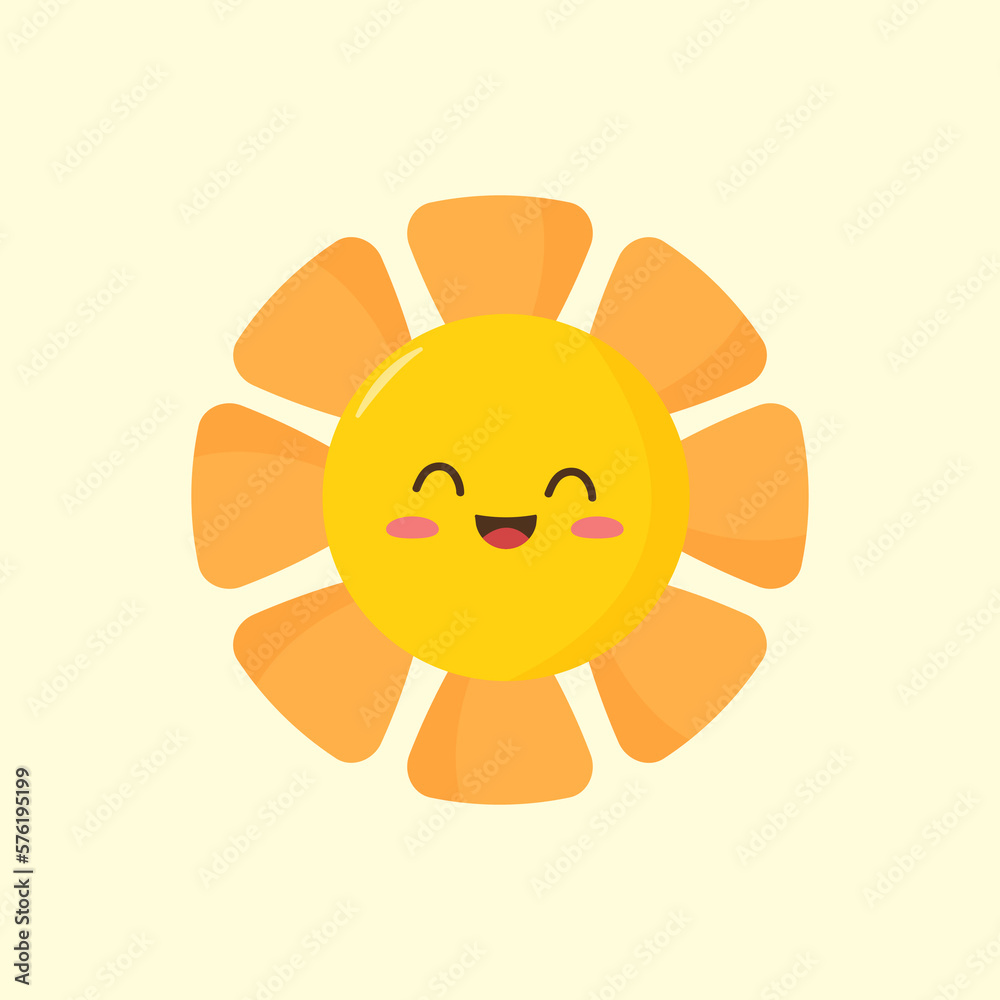Happy cute smiling kawaii sun character. Good morning. Isolated on a ...