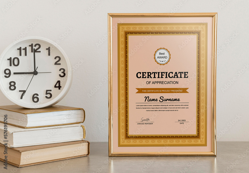 Golden Certificate Design Template Stock Template | Adobe Stock